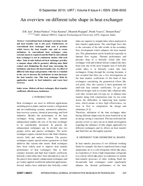 (PDF) An overview on different tube shape in heat exchanger