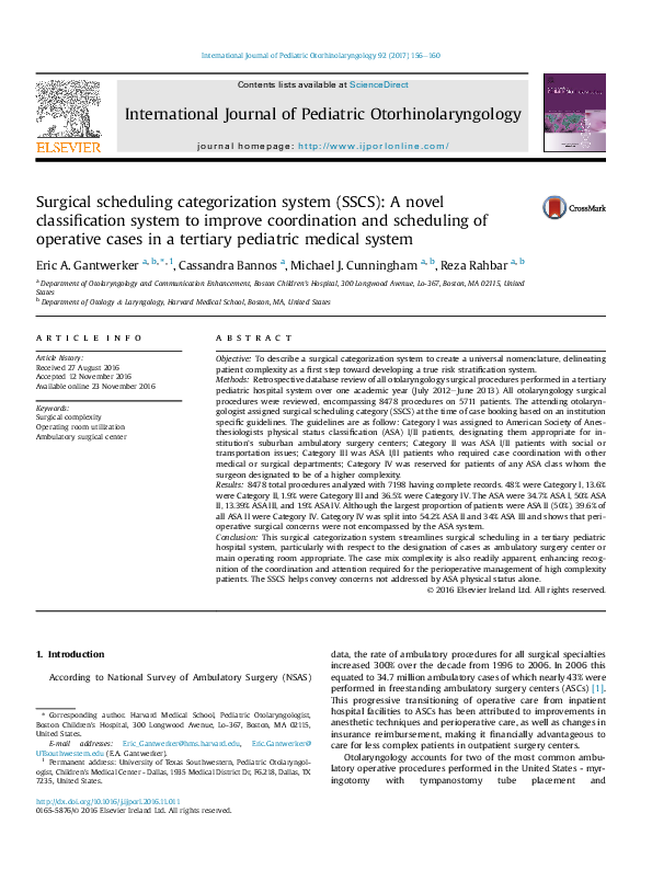 (PDF) Surgical scheduling categorization system (SSCS): A novel ...