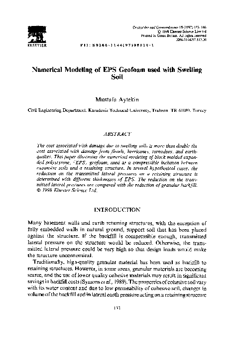 (PDF) Numerical modeling of EPS geofoam used with swelling soil