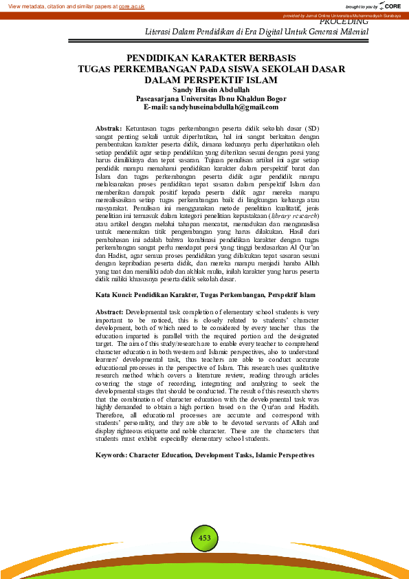 (PDF) Pendidikan Karakter Berbasis Tugas Perkembangan Pada Siswa Sekolah Dasar Dalam Perspektif ...