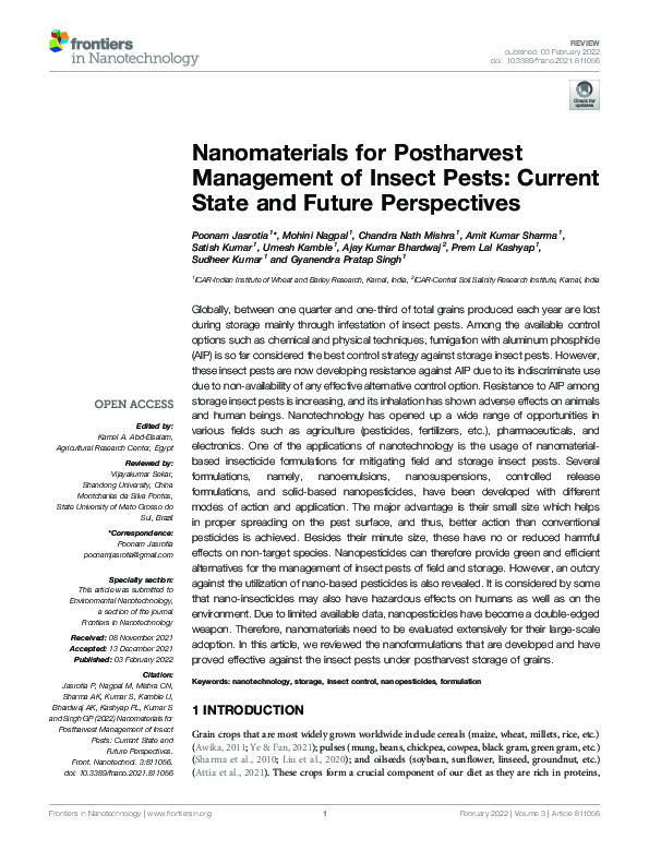 (PDF) Nanomaterials for Postharvest Management of Insect Pests: Current State and Future ...