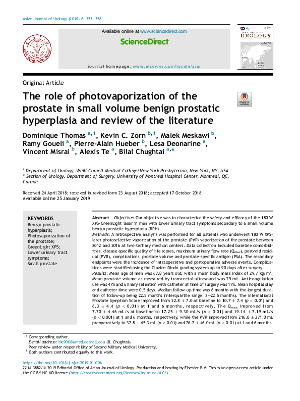 (PDF) The role of photovaporization of the prostate in small volume ...