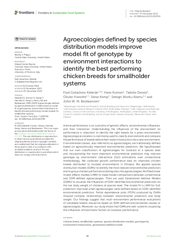(PDF) Improved GxE Models for Chicken Breeds Optimization