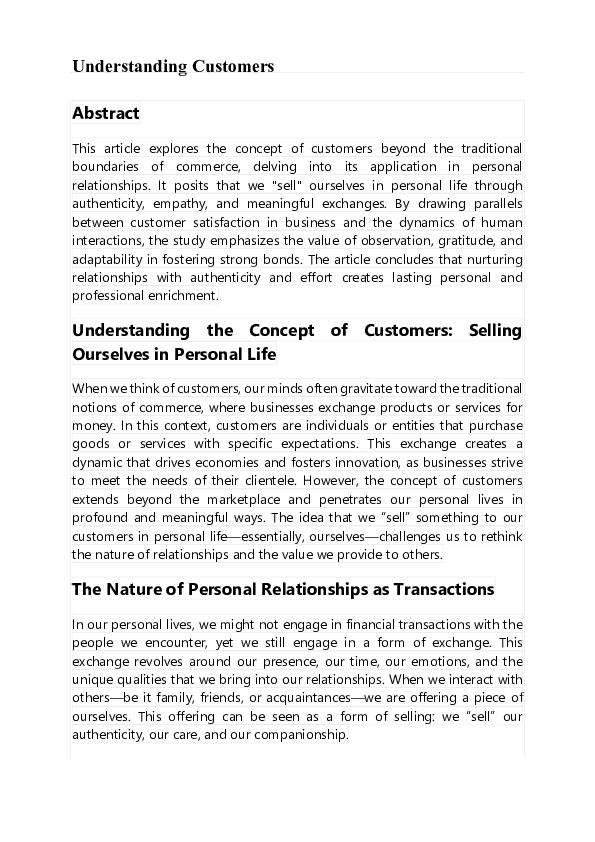 (PDF) Understanding customer
