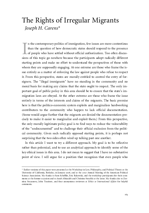 (PDF) The Rights of Irregular Migrants
