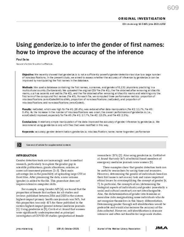 (PDF) Using genderize.io to infer the gender of first names: how to ...