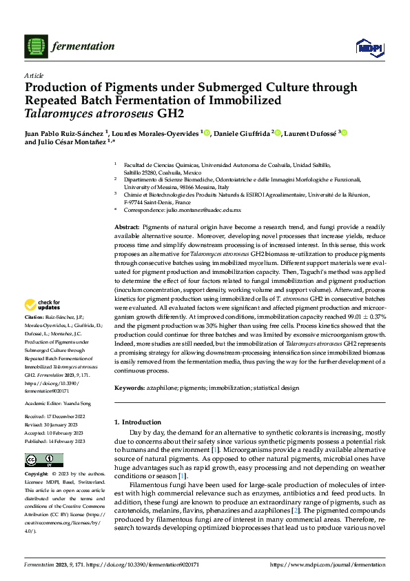 (PDF) Production of Pigments under Submerged Culture through Repeated ...