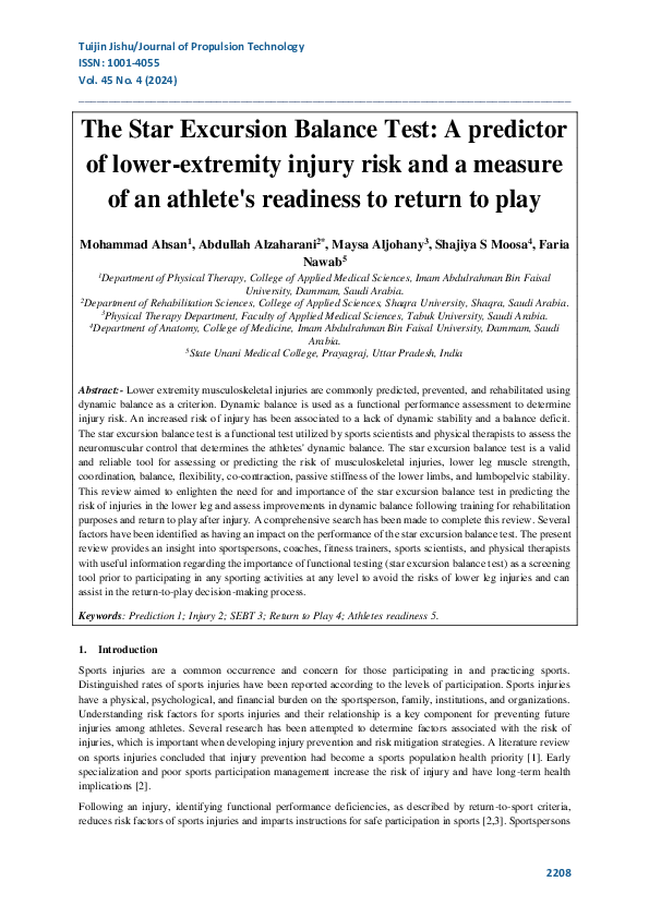 (PDF) The Star Excursion Balance Test: A predictor of lower-extremity ...