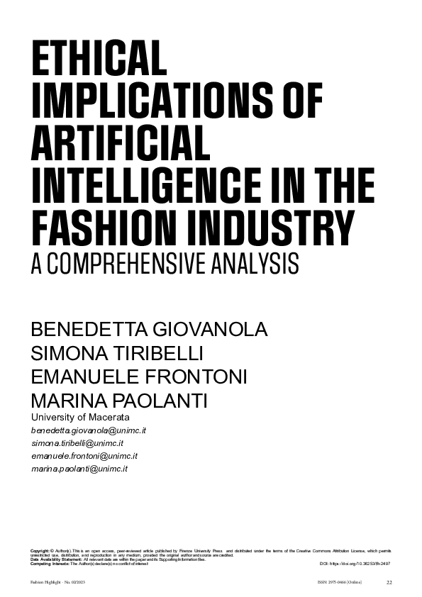 (PDF) Ethical Implications of Artificial Intelligence in the Fashion Industry