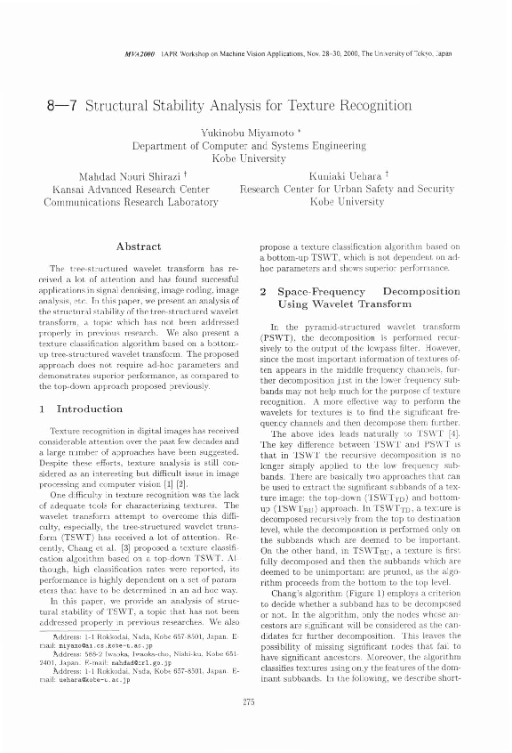 (PDF) Structural Stability Analysis for Texture Recognition