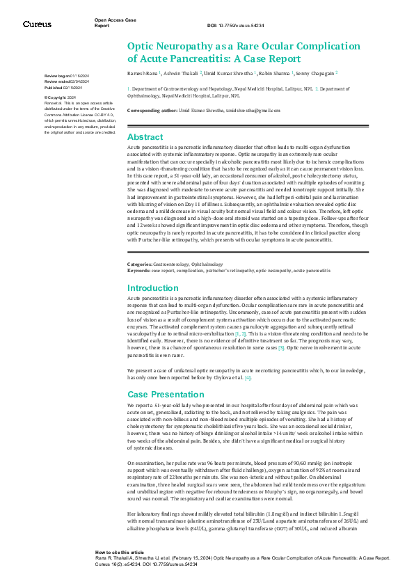 (PDF) Optic Neuropathy as a Rare Ocular Complication of Acute ...