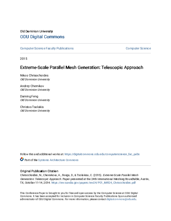 (PDF) Extreme-Scale Parallel Mesh Generation: Telescopic Approach