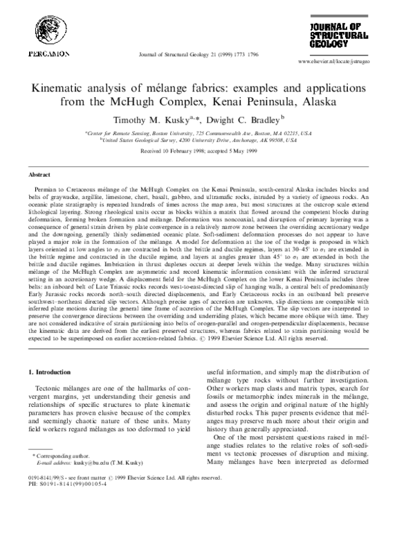 (PDF) Kinematic analysis of mélange fabrics: examples and applications ...