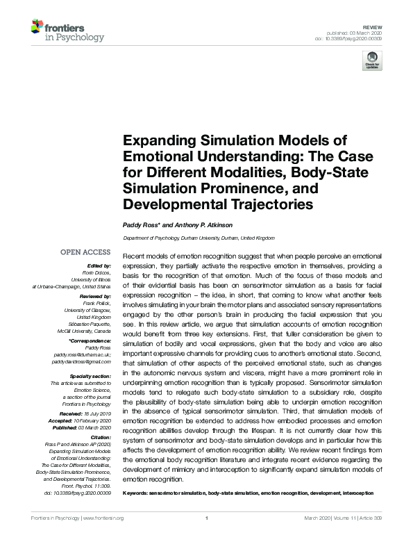 (PDF) Expanding Simulation Models of Emotional Understanding: The Case for Different Modalities ...