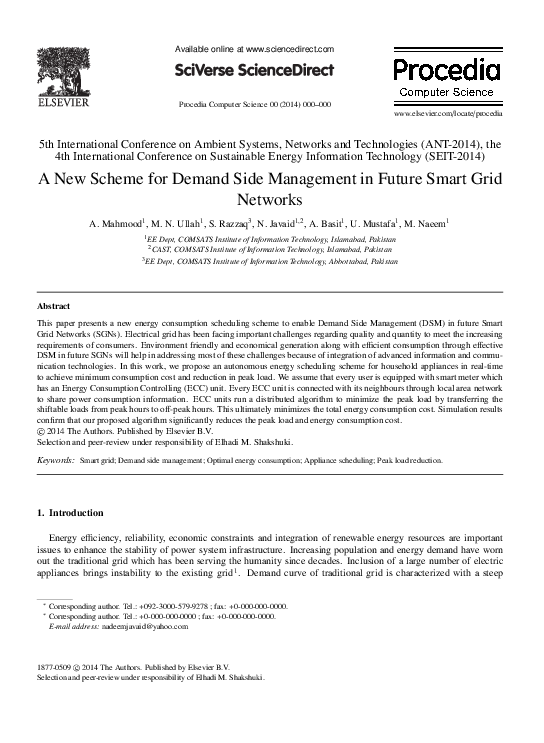 Pdf A New Scheme For Demand Side Management In Future Smart Grid Networks