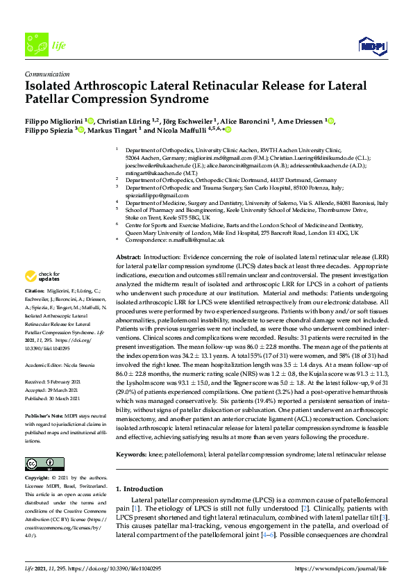 (PDF) Isolated Arthroscopic Lateral Retinacular Release for Lateral ...