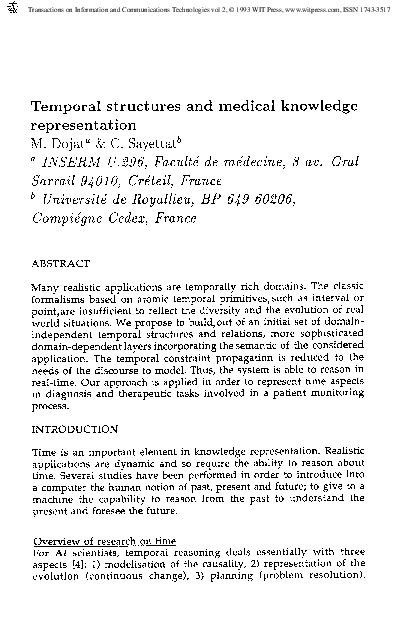 (PDF) Temporal Structures And Medical KnowledgeRepresentation