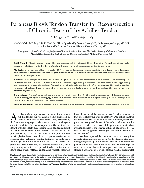 (PDF) Peroneus Brevis Tendon Transfer for Reconstruction of Chronic ...