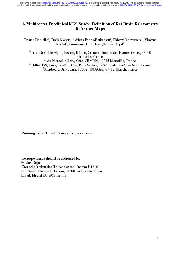 (PDF) A Multicenter Preclinical MRI Study: Definition of Rat Brain ...