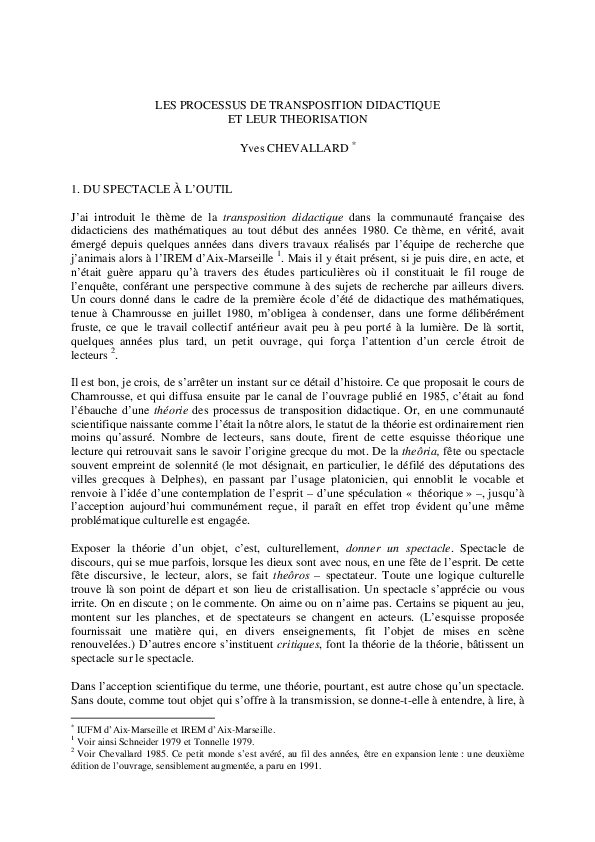 (PDF) Transposition didactique