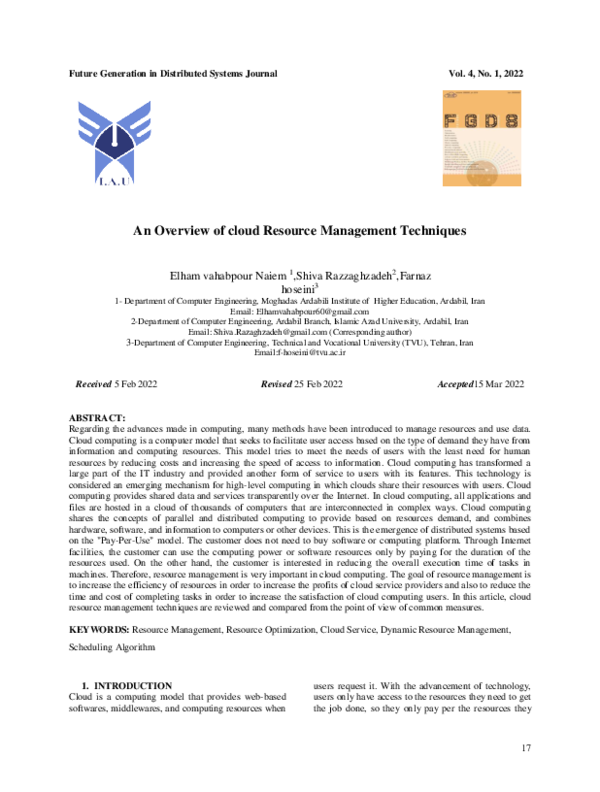 (PDF) An Overview of cloud Resource Management Techniques