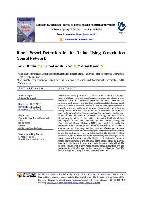 (PDF) Blood Vessel Detection in the Retina Using Convolution Neural Network