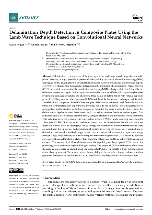 Pdf Delamination Depth Detection In Composite Plates Using The Lamb Wave Technique Based On
