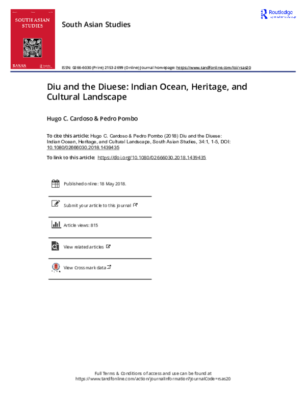 (PDF) Diu and the Diuese: Indian Ocean, Heritage, and Cultural Landscape