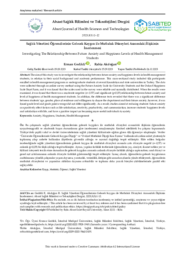 (PDF) Investigating the Relationship Between Future Anxiety and ...