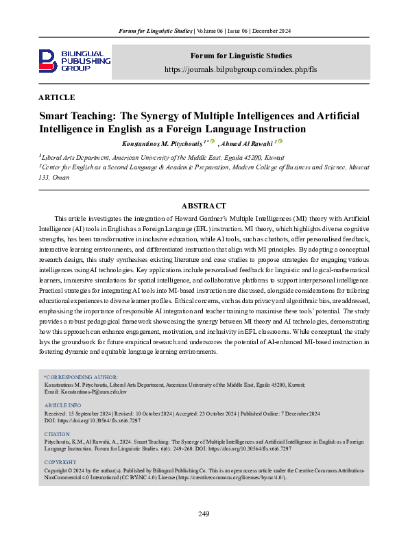 (PDF) Smart Teaching: The Synergy of Multiple Intelligences and ...