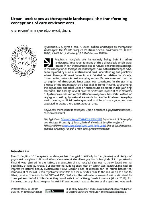 (PDF) Urban landscapes as therapeutic landscapes: the transforming ...