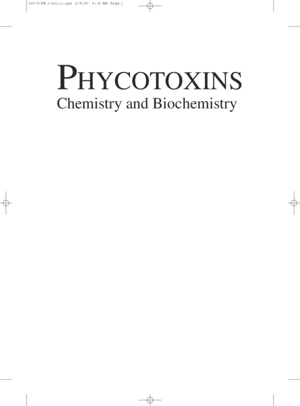 (PDF) Phycotoxins: Chemistry and Biochemistry