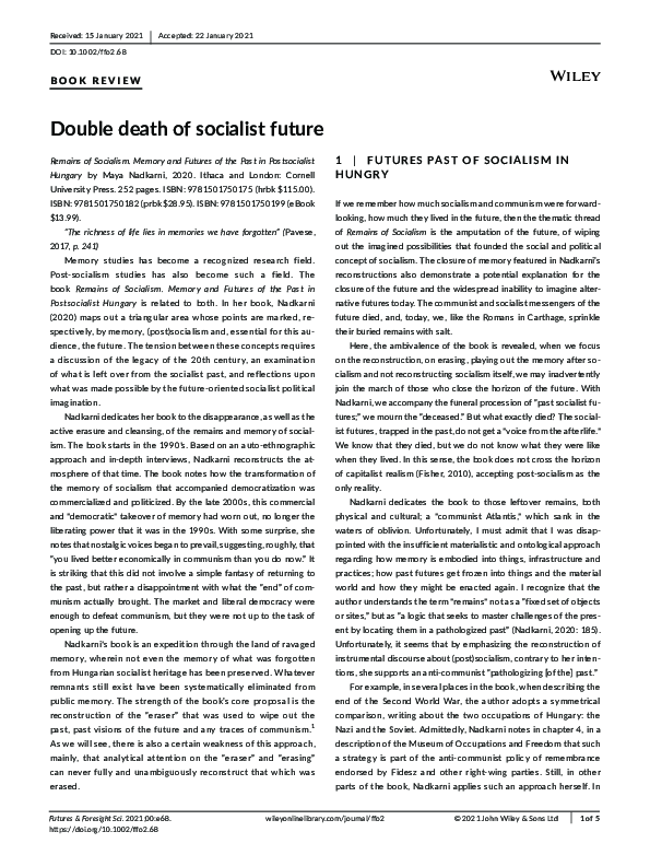 (PDF) Double death of socialist future