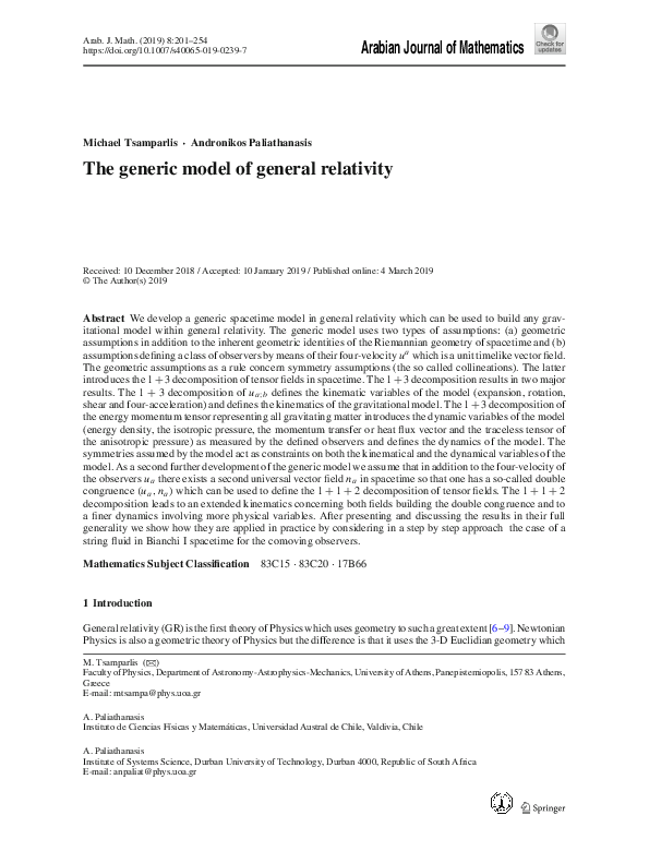 (PDF) The generic model of general relativity