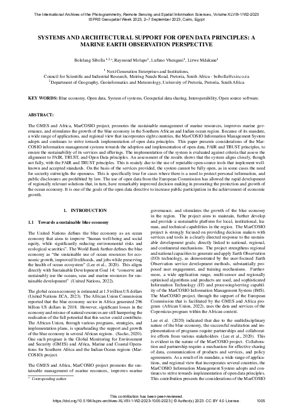(PDF) Systems and Architectural Support for Open Data Principles: A Marine Earth Observation ...