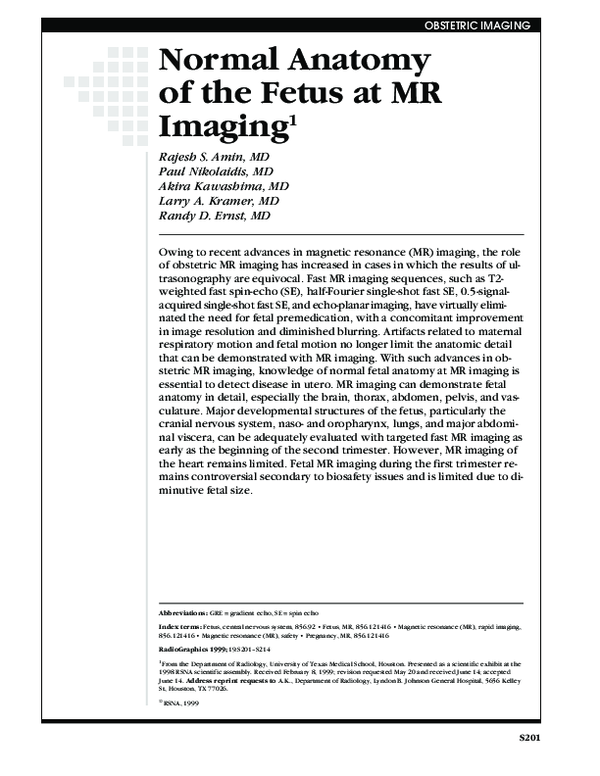 (PDF) Normal Anatomy of the Fetus at MR Imaging