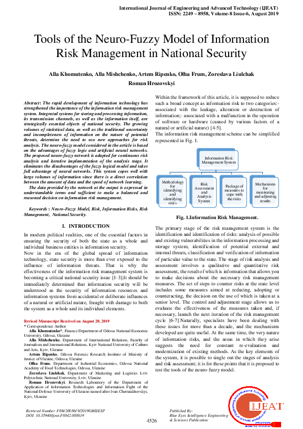 (PDF) Tools of the Neuro-Fuzzy Model of Information Risk Management in National Security