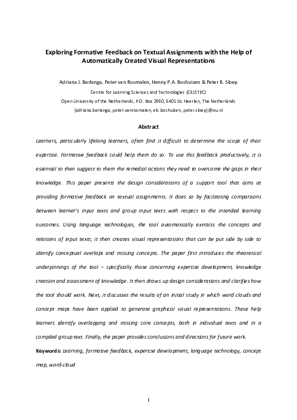(PDF) Exploring formative feedback on textual assignments with the help of automatically created ...