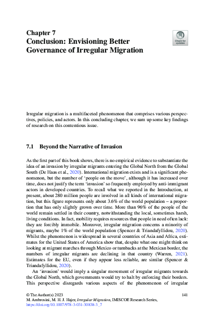 (PDF) Conclusion: Envisioning Better Governance of Irregular Migration