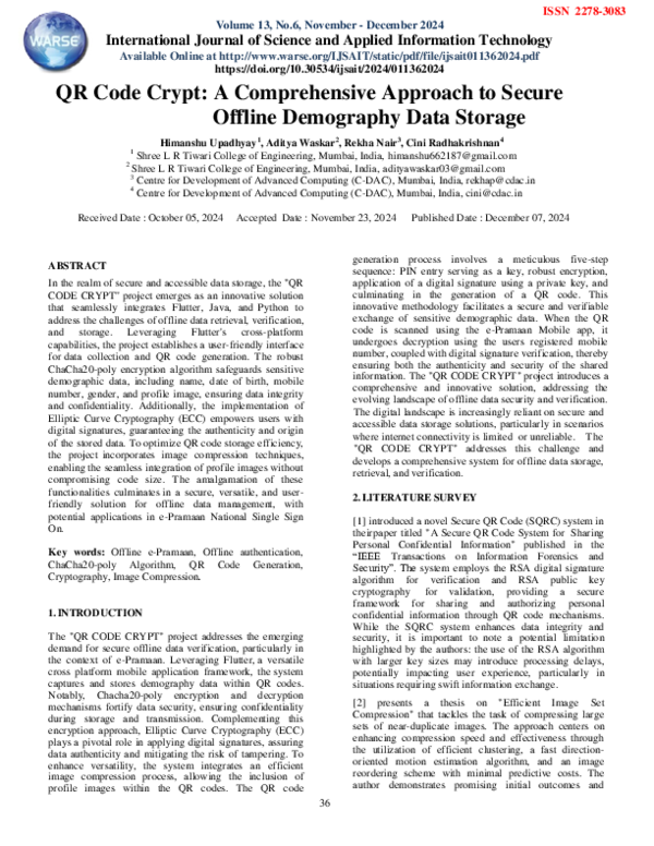 (PDF) QR Code Crypt: A Comprehensive Approach to Secure Offline ...