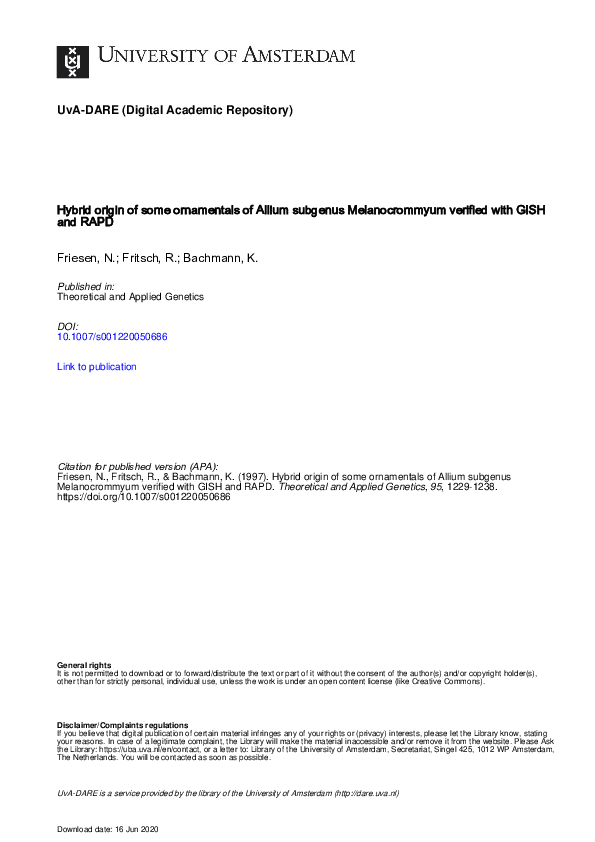 (PDF) Hybrid origin of some ornamentals of Allium subgenus ...