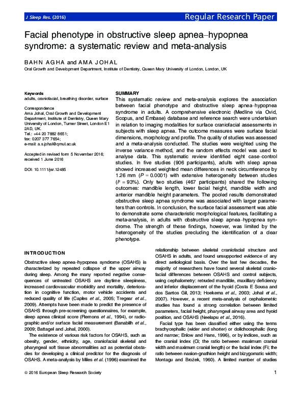 (PDF) Facial phenotype in obstructive sleep apnea–hypopnea syndrome: a ...