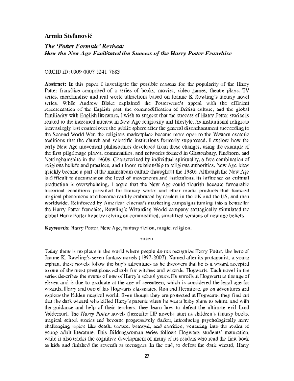 (PDF) The ‘Potter Formula’ Revised: How the New Age Facilitated the ...