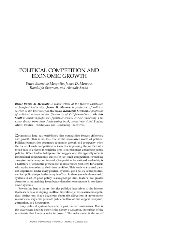 (PDF) Political Competition and Economic Growth