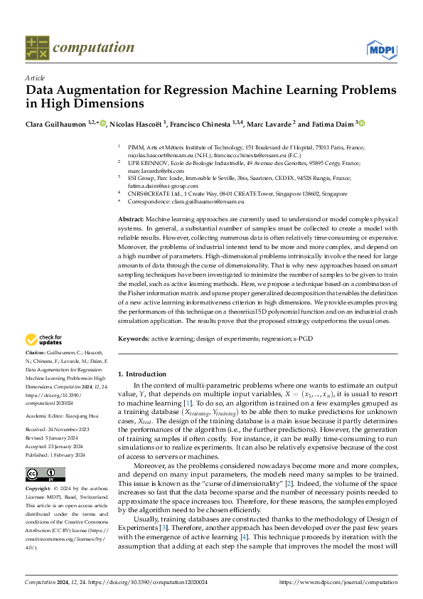 (PDF) Data Augmentation for Regression Machine Learning Problems in High Dimensions