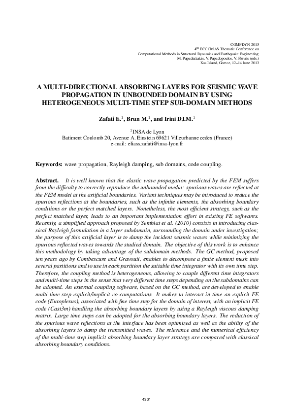 (PDF) A Multi-Directional Absorbing Layer for Seismic Wave Propagation in Unbounded Domain by ...