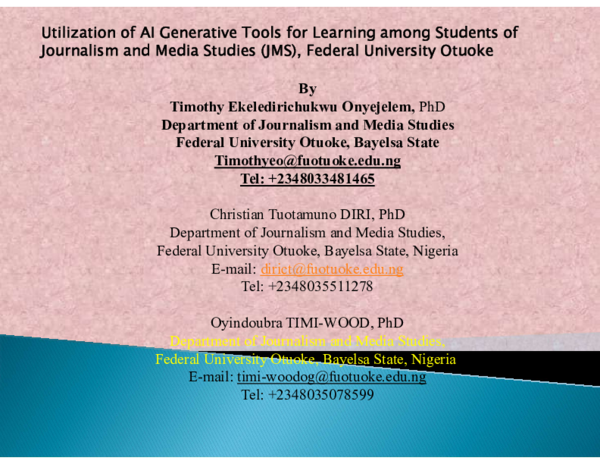 (PDF) Utilization of AI Generative Tools for Learning among Students of Journalism and Media ...