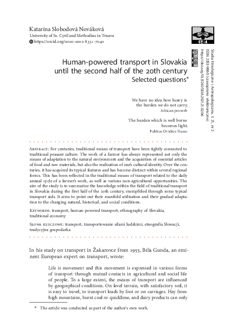 (PDF) Human-powered transport in Slovakia until the second half of the ...