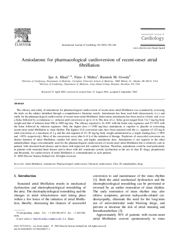 (PDF) Amiodarone for pharmacological cardioversion of recent-onset ...