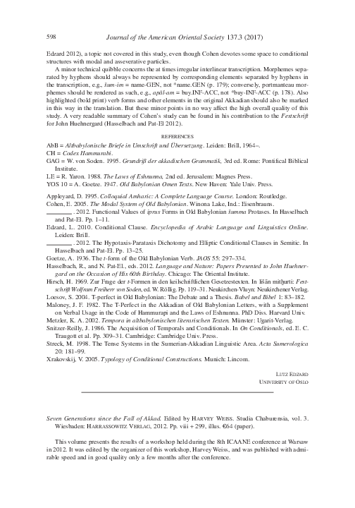 (PDF) Seven Generations since the Fall of Akkad. Edited by Harvey Weiss
